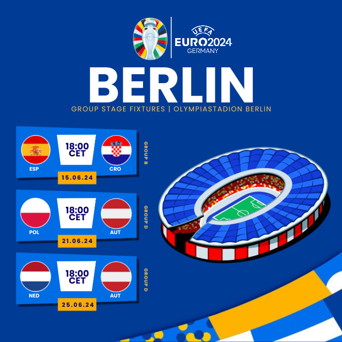 EURO 2024 GROUP STAGE FIXTURE Template | PosterMyWall