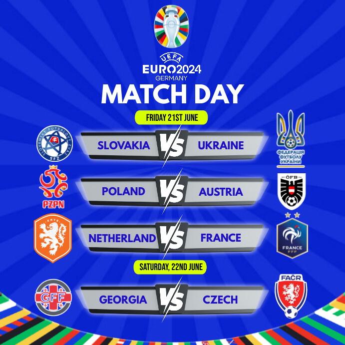 EURO 2024 MATCH DAY FIXTURE Template | PosterMyWall