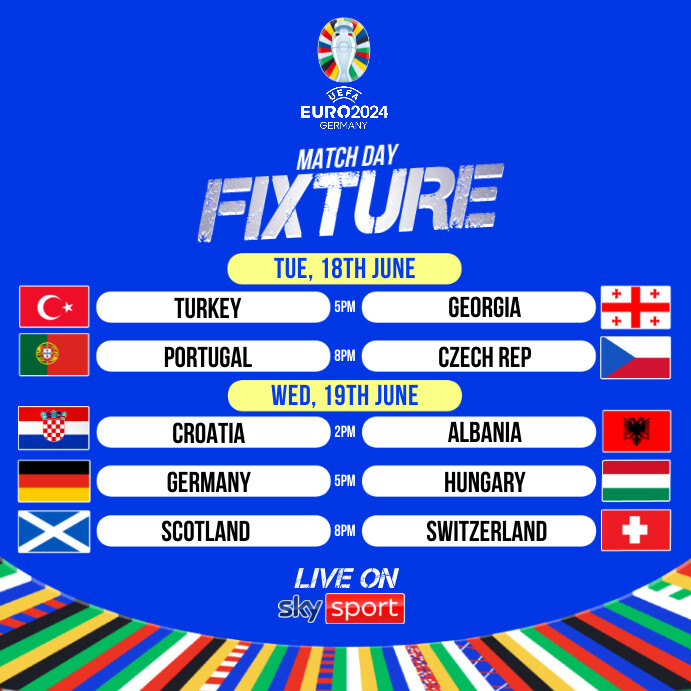 EURO 2024 MATCH DAY FIXTURE Template | PosterMyWall