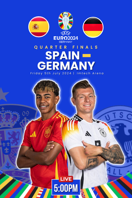 Plantilla de EURO 2024 QUARTER FINALS SPAIN VS GERMANY | PosterMyWall