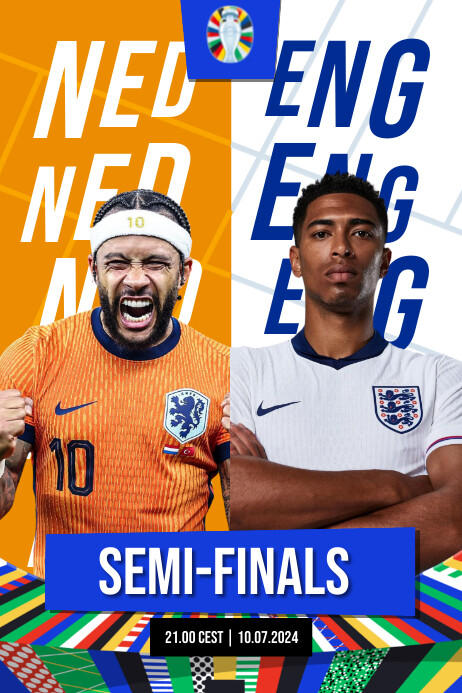 EURO 2024 SEMI FINAL NETHERLANDS VS ENGLAND Template | PosterMyWall