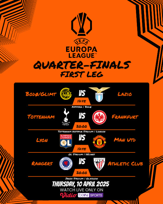 EUROPA LEAGUE QUARTER FINALS 2024/2025 Template | PosterMyWall