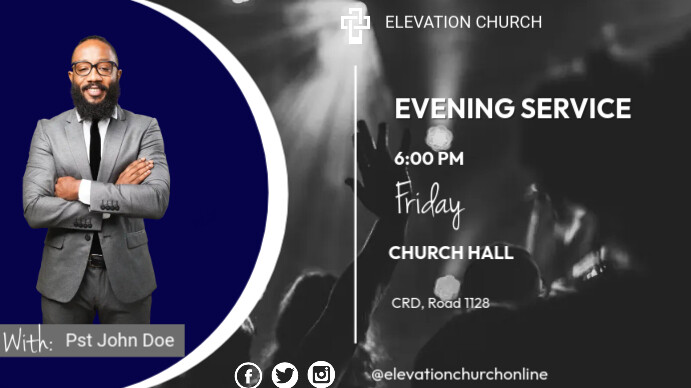 EVENING SERVICE (3) Template | PosterMyWall