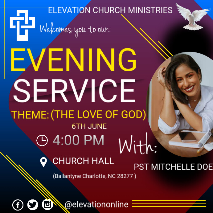 EVENING SERVICE Template | PosterMyWall