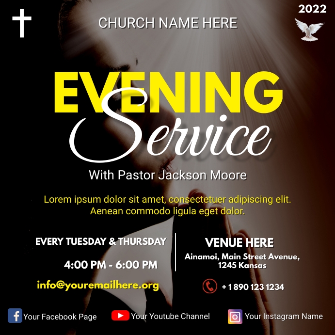 Evening service poster Template | PosterMyWall