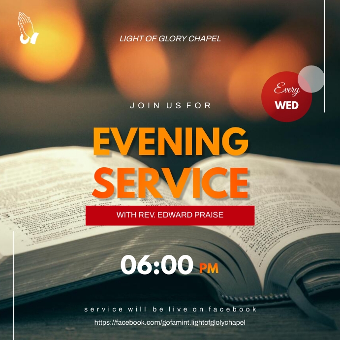 EVENING SERVICE POSTER Template | PosterMyWall