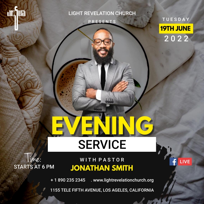 EVENING SERVICE POSTER Template | PosterMyWall