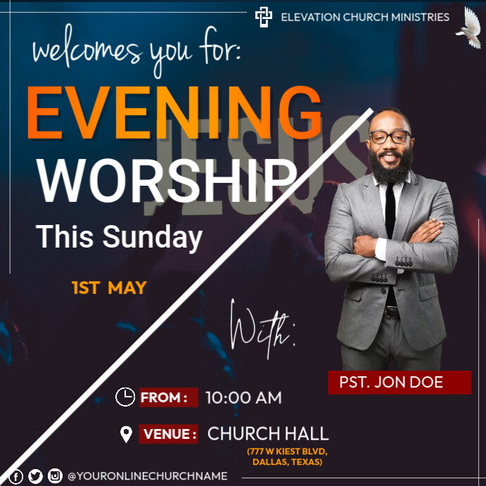 Copy of Evening worship | PosterMyWall
