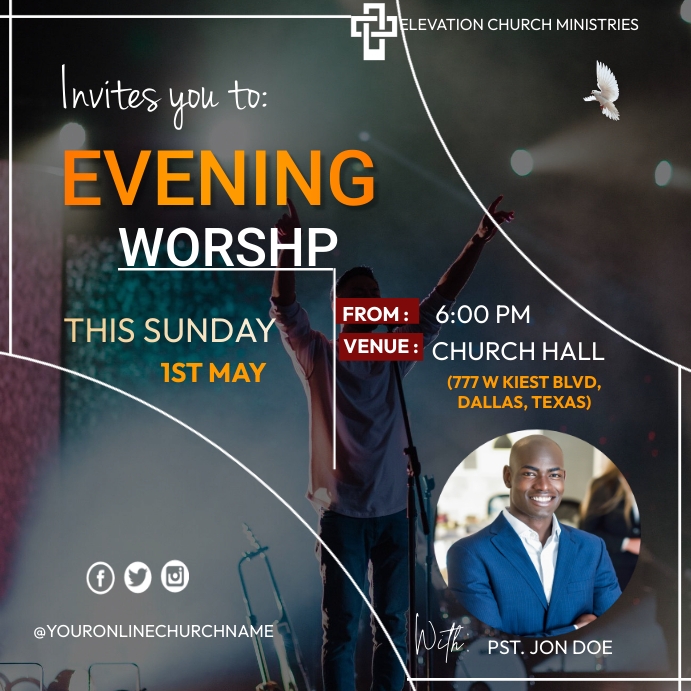 Copy of EVENING WORSHIP SERVICE | PosterMyWall