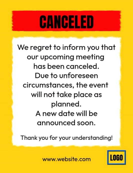 Event Canceled Announcement Flyer Template | PosterMyWall