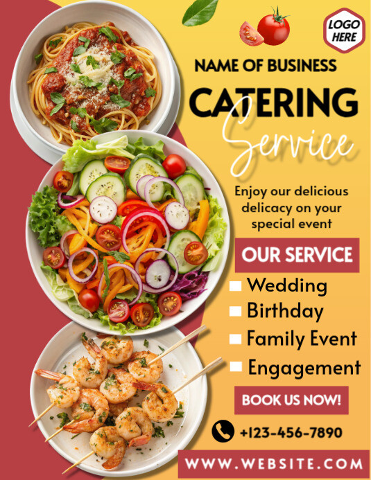 Event Catering Flyer Template | Small Catering Business Menu | Editable ...
