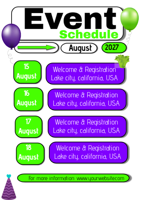 Event schedule event calendar Template | PosterMyWall