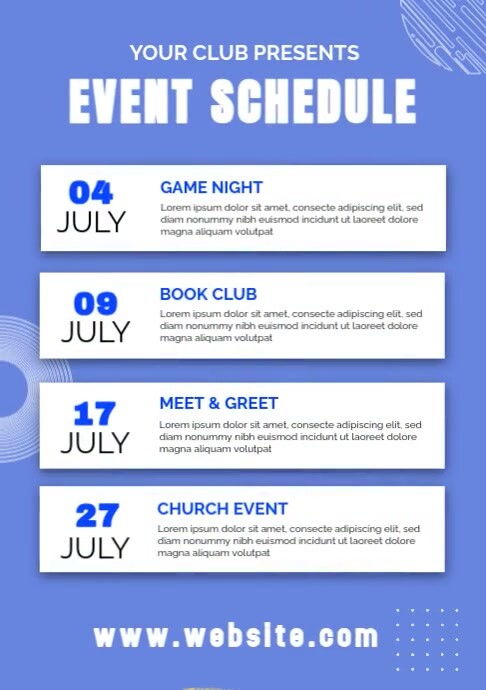 Copy of EVENT SCHEDULE flyer | PosterMyWall