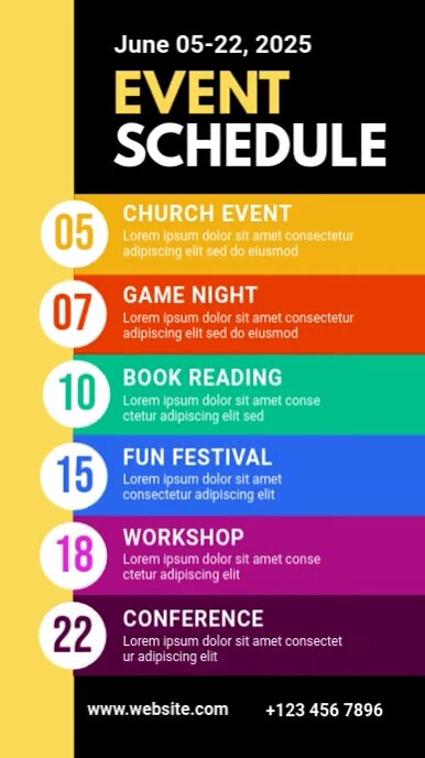 Plantilla de Event Schedule List Template | PosterMyWall