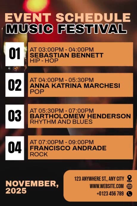Copy of Event Schedule Music Festival | PosterMyWall