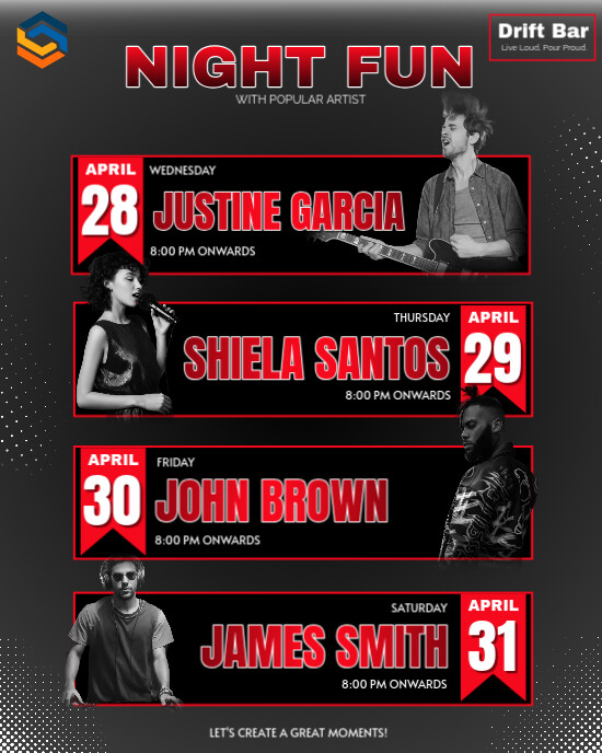 EVENT SCHEDULE OF AN ARTIST Template | PosterMyWall