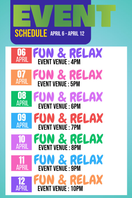 EVENT SCHEDULE POSTER Template | PosterMyWall