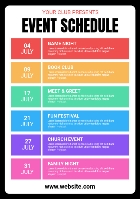 Event schedule template | PosterMyWall