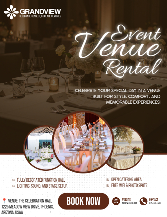 Event Venue Rental Template | PosterMyWall