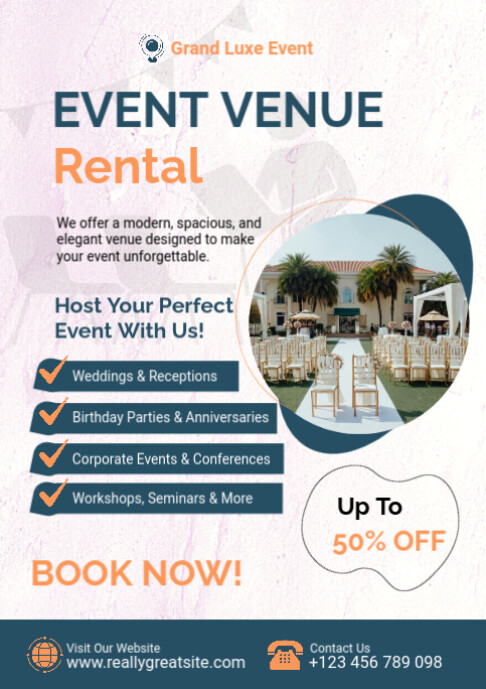 Event Venue Rental Poster Template – Party, Wedding & Conference Hall ...