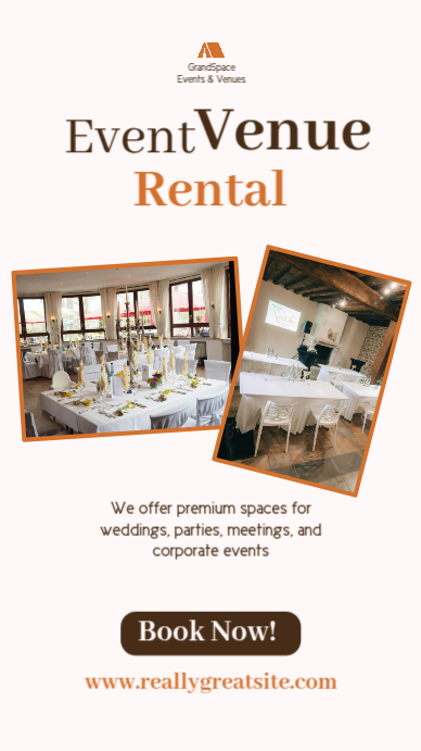 Event Venue Rental Services Poster Template – Elegant Space Booking ...