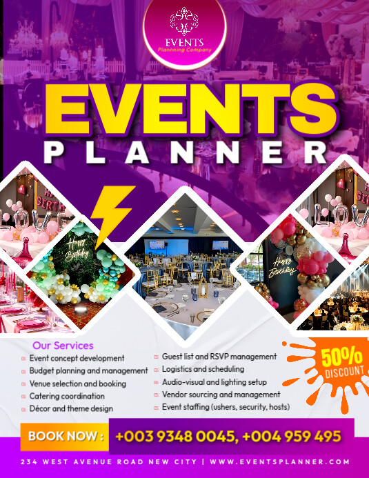 Copy of Events planner coordinater manager organizer consultant conference wedding company ...