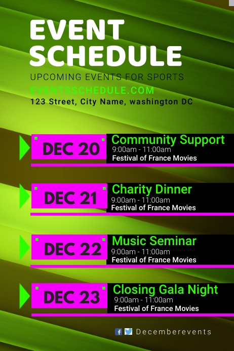 events schedule customizable template | PosterMyWall