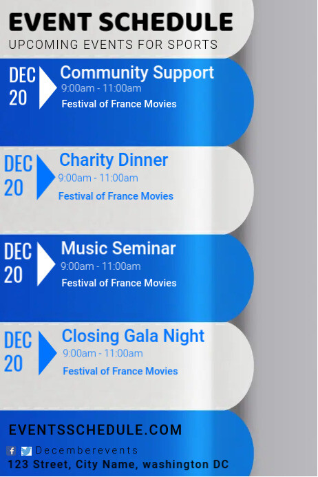Copy of events schedule | PosterMyWall