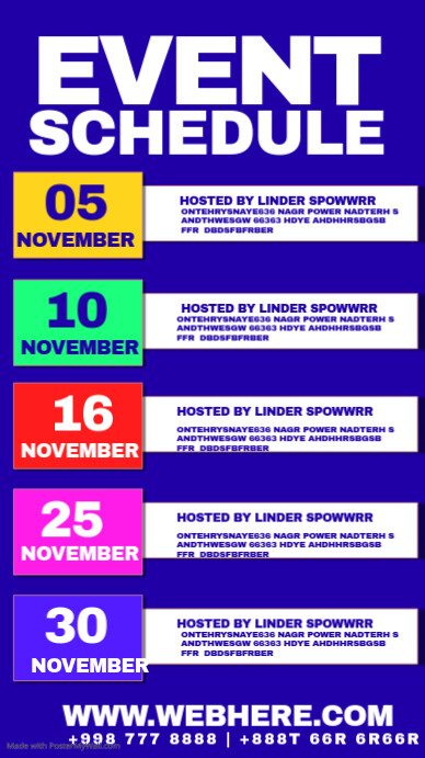 Events schedule Template | PosterMyWall