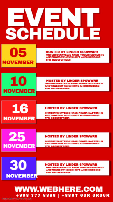 Events schedule Template | PosterMyWall