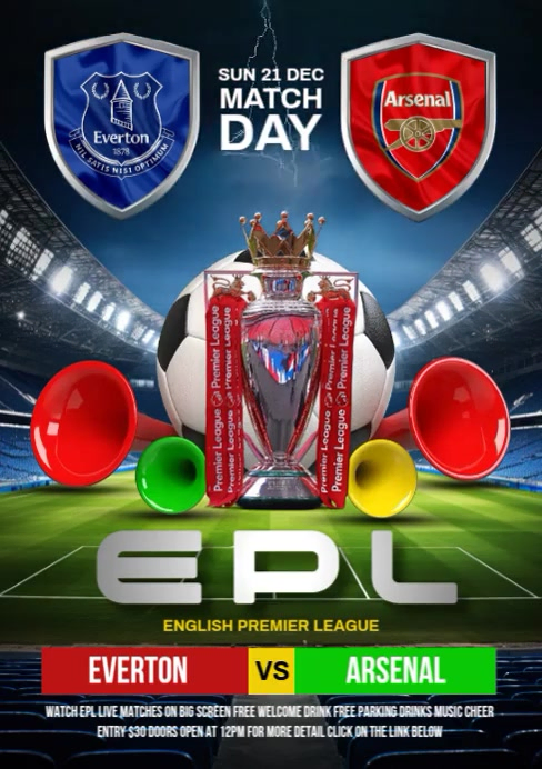 Everton vs Arsenal Template | PosterMyWall