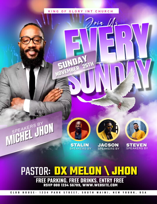 EVERY SUNDAY CHURCH CONFERENCE Template | PosterMyWall