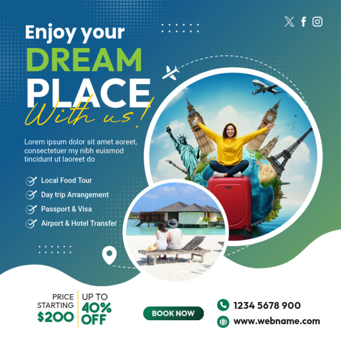 Exclusive Beach Vacation Packages Instagram Post Template | PosterMyWall