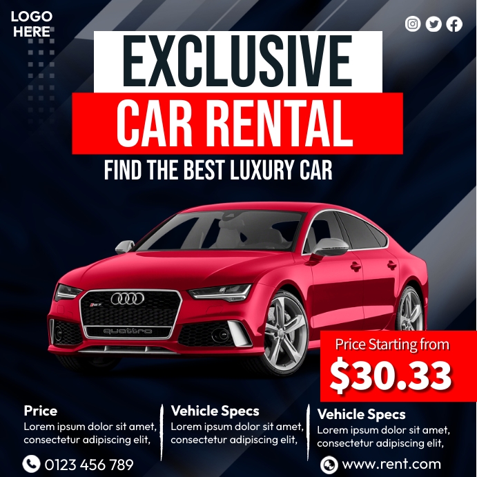 Copy of Exclusive Car Rental | PosterMyWall