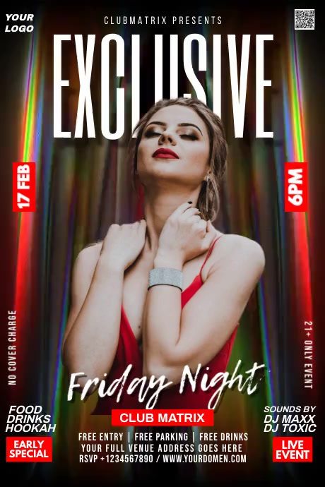 EXCLUSIVE FRIDAY NIGHT Template | PosterMyWall