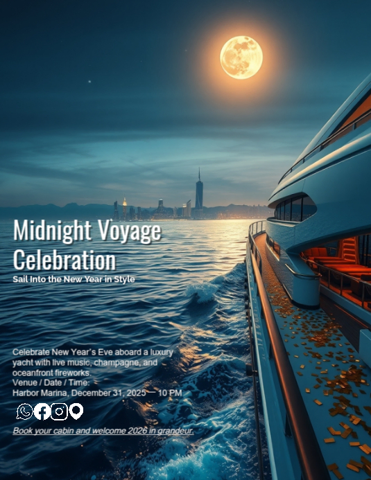 Exclusive New Year Yacht Party Flyer Template | PosterMyWall