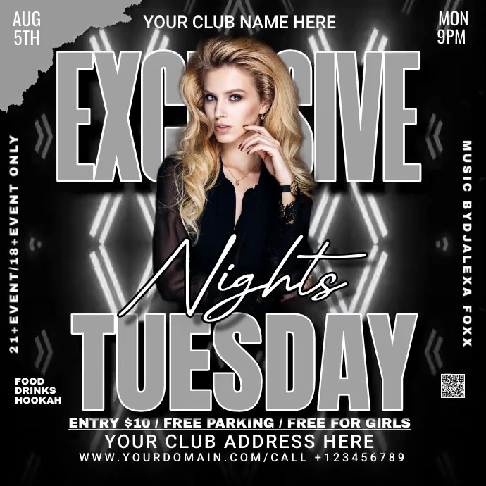 Plantilla de EXCLUSIVE TUESDAY NIGHTS | PosterMyWall