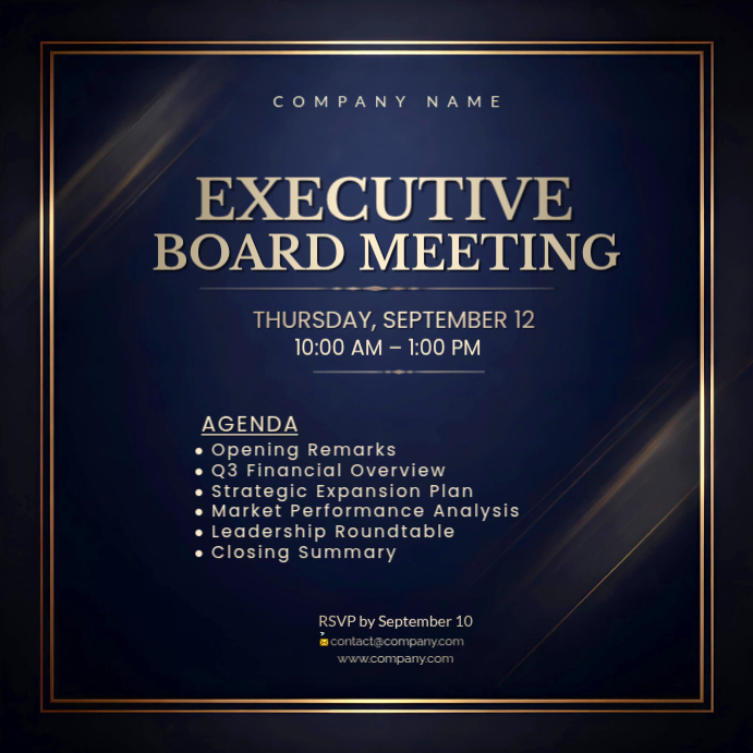 Executive Board Meeting Flyer Template | Corporate Business Agenda ...