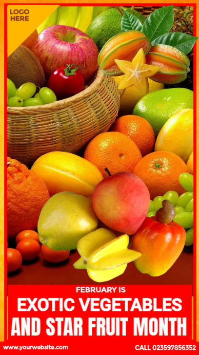 Exotic Vegetables and Star Fruit Template | PosterMyWall