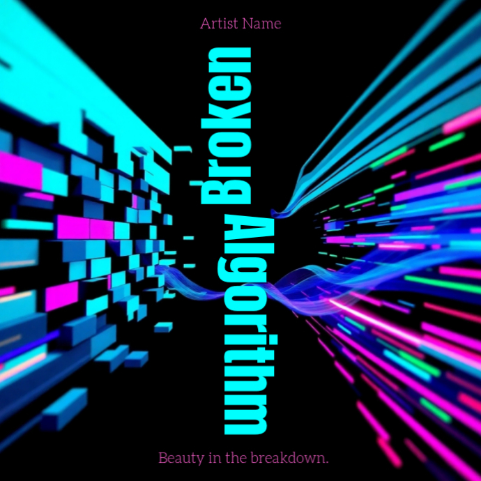 Experimental Glitch Album Cover with Fragmented Pixel Blocks and ...