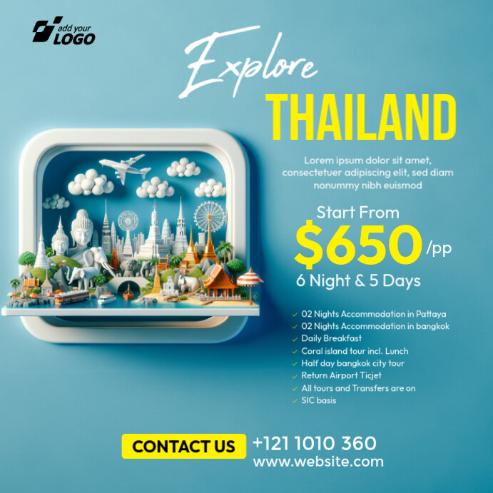 Explore Thailand Travel Banner Ads Story Vertical Display ads Template ...