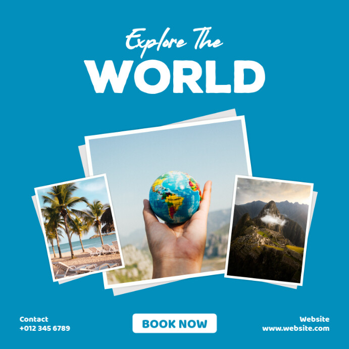 Copy of Explore the world travel poster – vacation booking social media ...