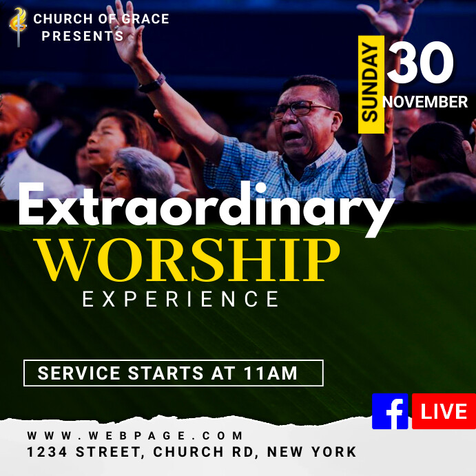 extraordinary worship service flyer Template | PosterMyWall