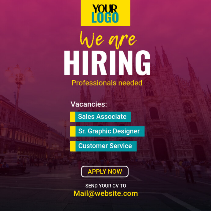 Eye-Catching Now Hiring Ads Templates | PosterMyWall