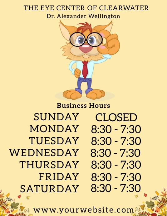 Eye Doctor Business Hours Template | PosterMyWall
