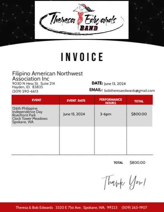 BAND - INVOICE - PROST IN THE PARK 2023-09-30 | PosterMyWall