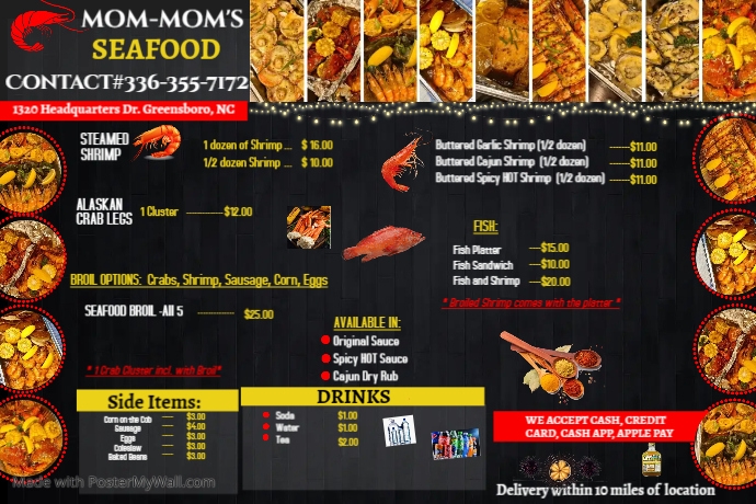 Seafood Menu List | PosterMyWall