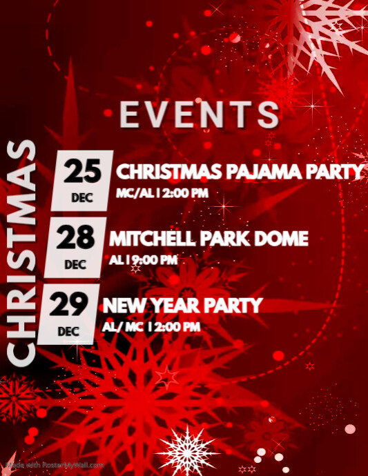 Christmas calendar, Christmas events,calendar | PosterMyWall