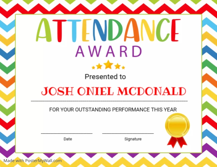 Attendance Awards Certificates editable | PosterMyWall