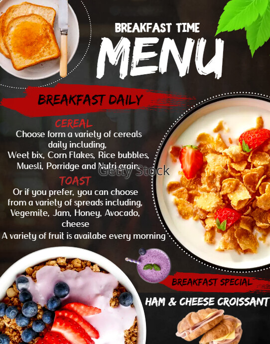 Breakfast menu design template | PosterMyWall